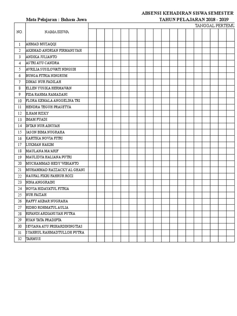 Absen 2018-2019 | PDF