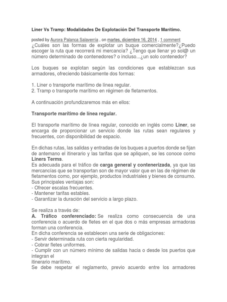 Liner Vs Tramp | PDF | Transporte de agua | Transporte