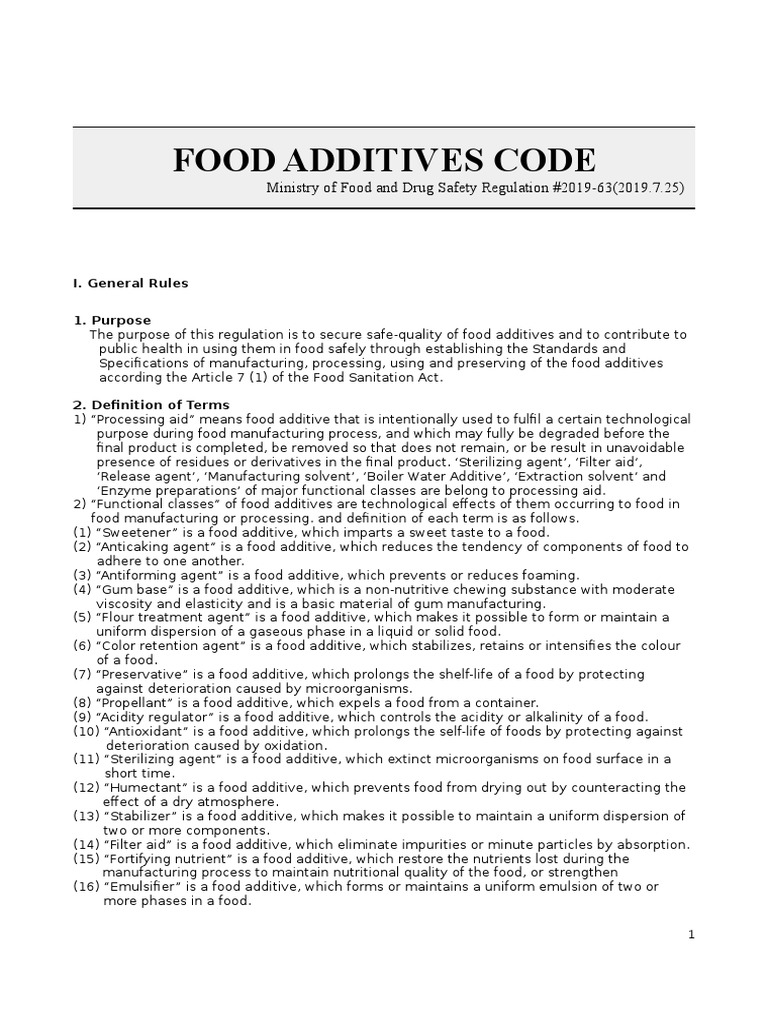 Food Additives Code | Download Free PDF | Mass Concentration (Chemistry ...