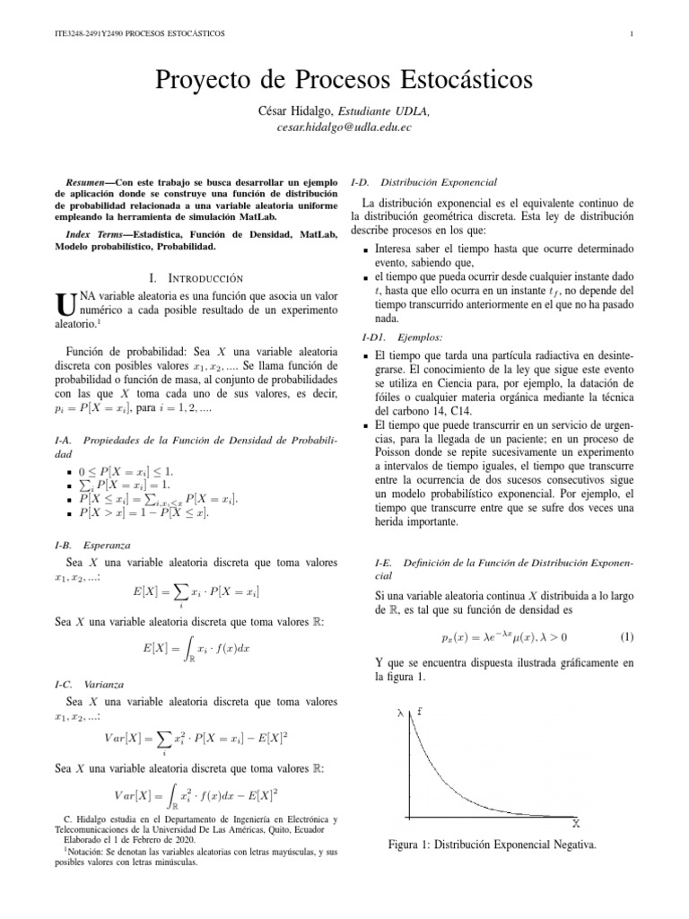 Procesos Estocasticos | PDF | Variable aleatoria | Distribución de ...