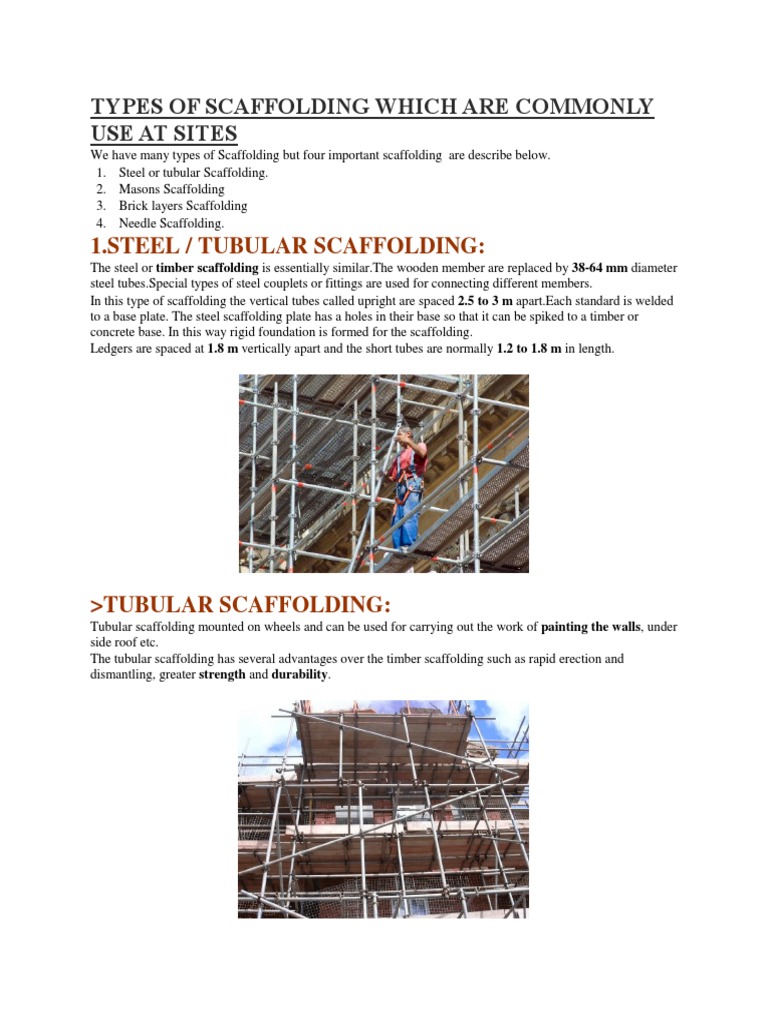 Types of Scaffolding | PDF | Home & Garden