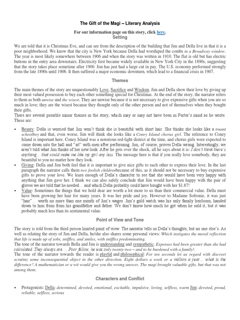Gift of the Magi: Themes & Analysis | PDF | Narration