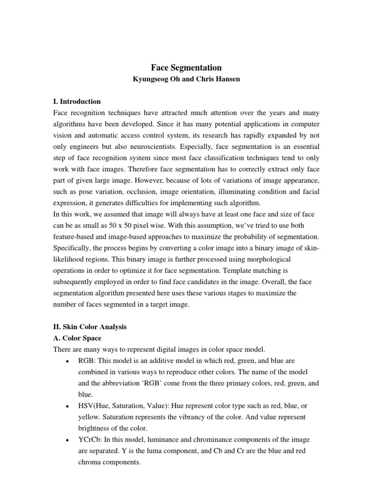 Face Segmentation | PDF