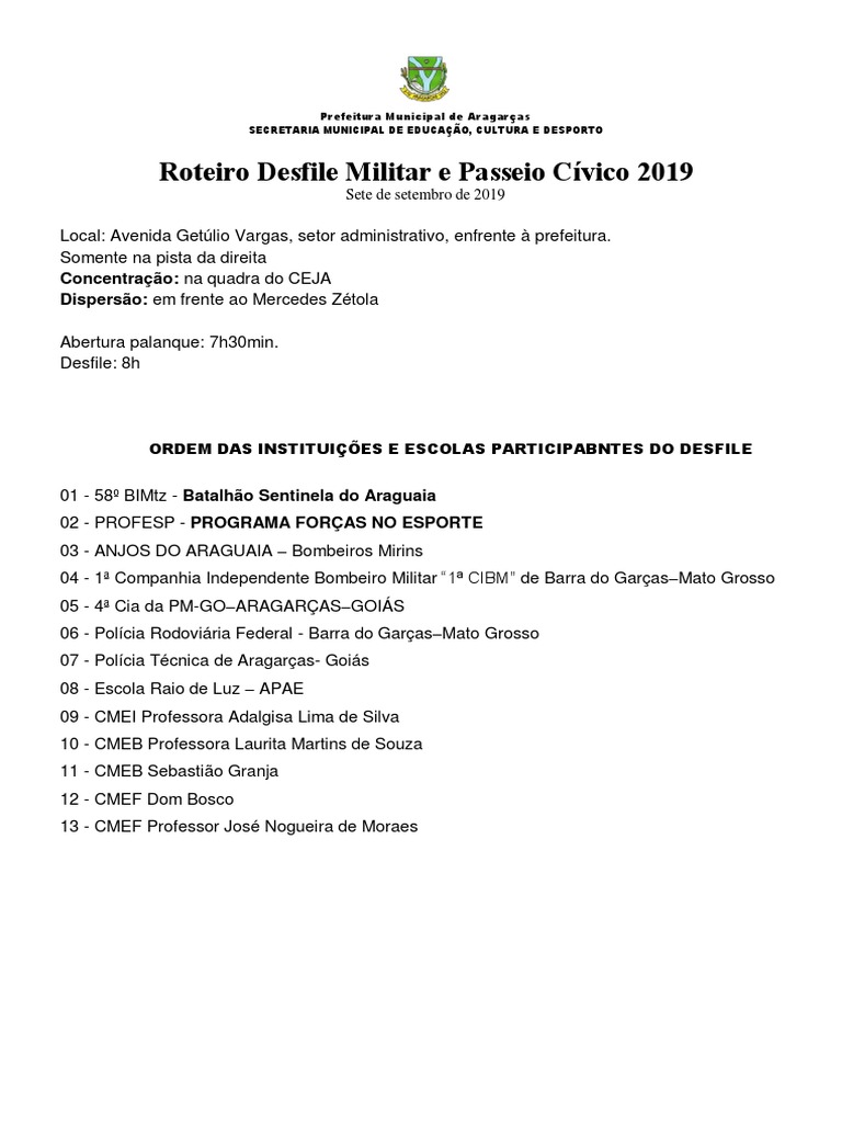 Roteiro Desfile | PDF