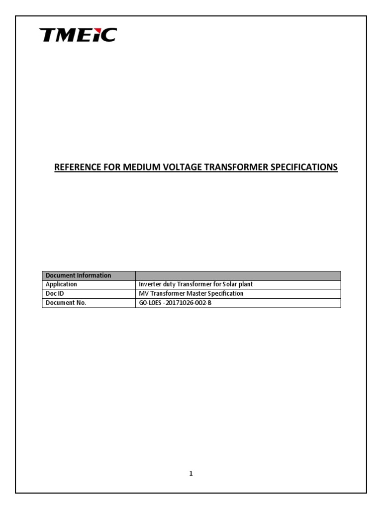 9.6MVA - Technical Specifications For Inverter Duty Transformer | PDF ...
