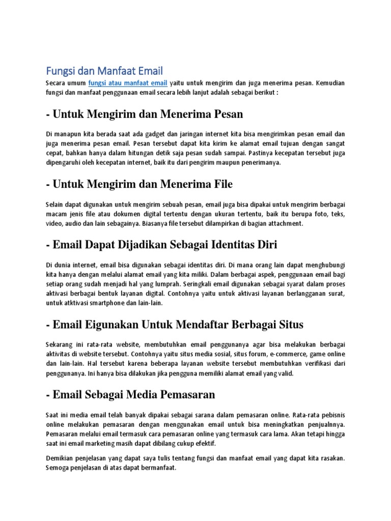 Fungsi Dan Manfaat Email | PDF