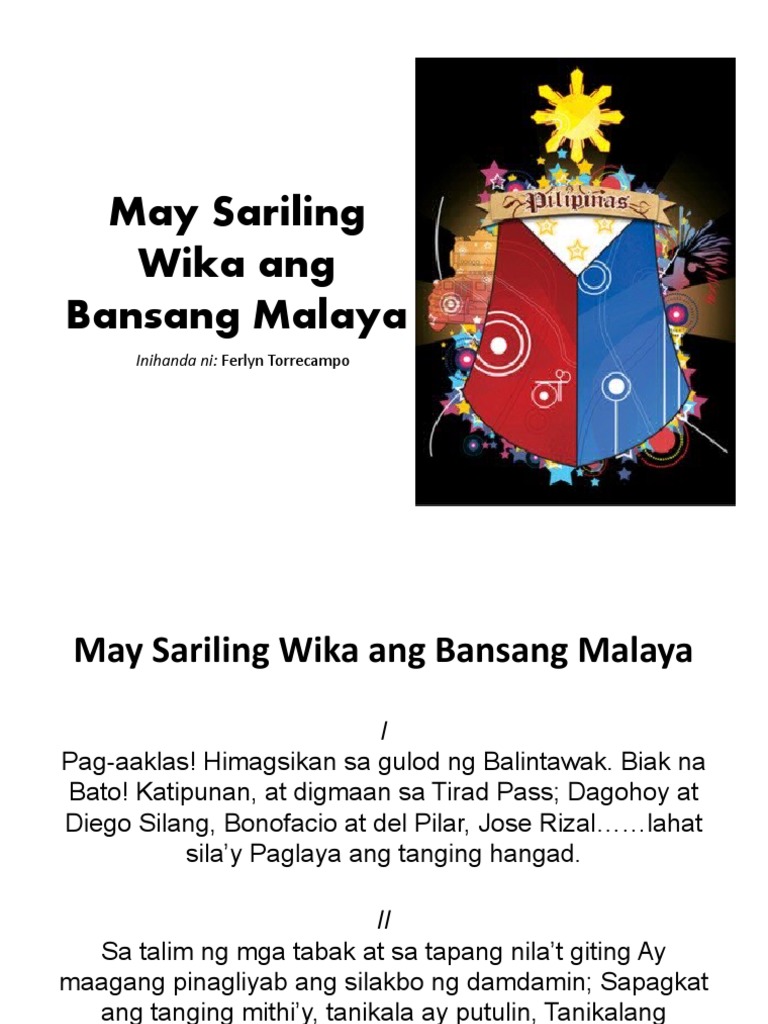 May Sariling Wika Ang Bansang Malaya | PDF