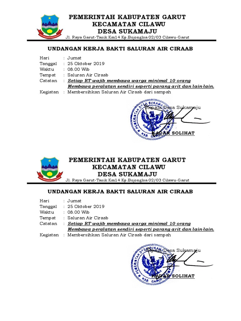 Undangan Kerja Bakti | PDF