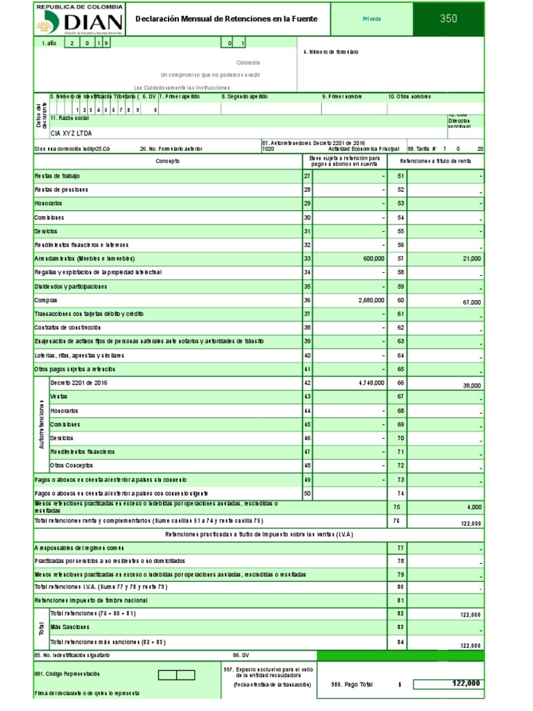 Formato Retencion 2019 | PDF | Pagos | Economias