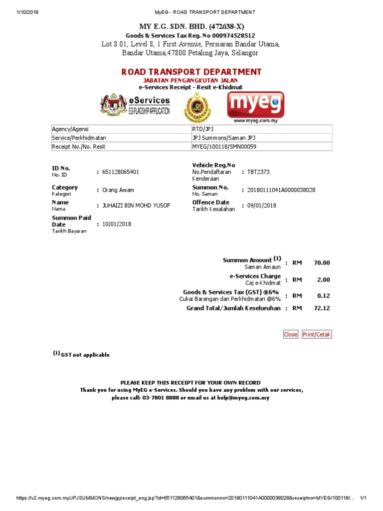 MyEG - ROAD TRANSPORT DEPARTMENT | PDF | Government Finances | Taxes
