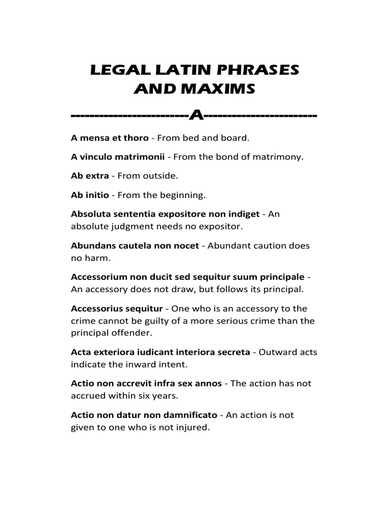 Key Latin Maxims in Law | PDF | Ethical Principles | Criminal Justice