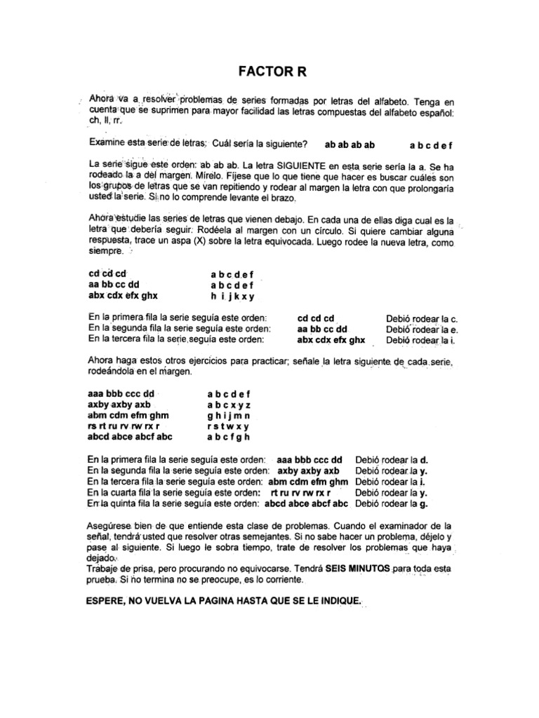 Prueba Pma R. Series Formadas Por Letras Alfabeto PDF | PDF