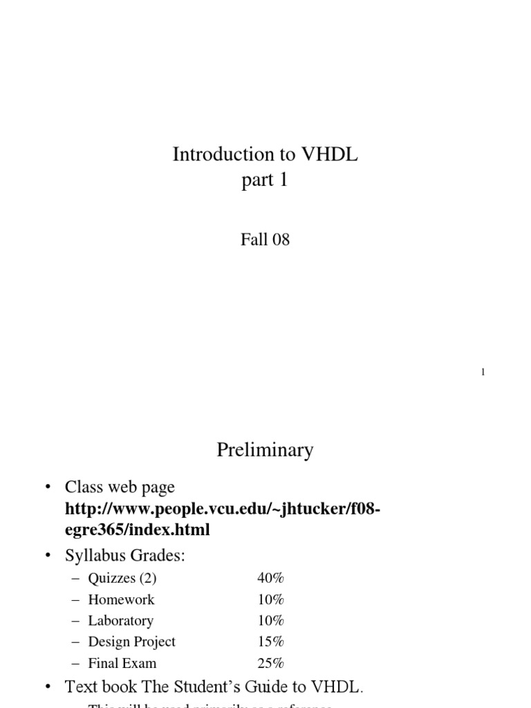 VHDL Introduction Part 1 | PDF | Vhdl | Data Type
