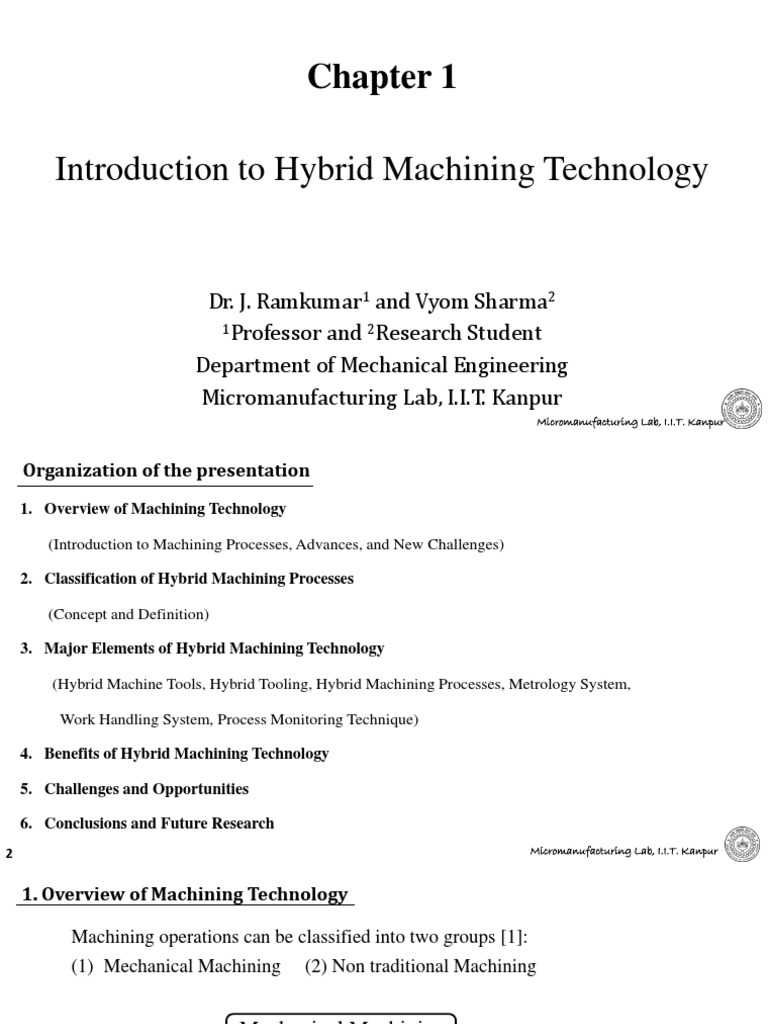 Chapter 1 - Introduction To Hybrid Machining Processes | PDF ...