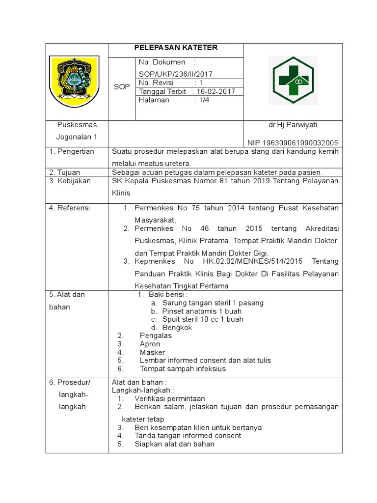 11 SOP Pelepasan Kateter JOGSA | PDF