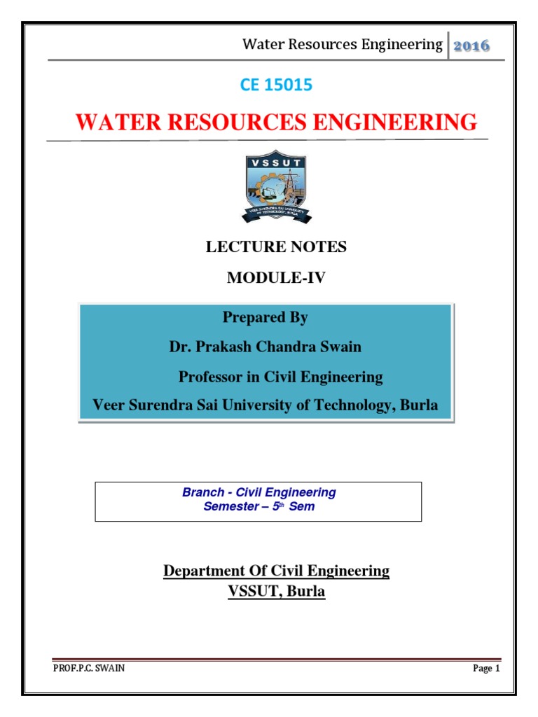 Water Resource Engineering - Lecture Notes PDF | PDF | Flood | Hydrology