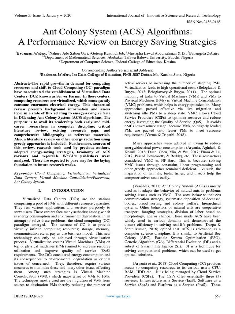 Ant Colony System (ACS) Algorithms: A Performance Review On Energy ...