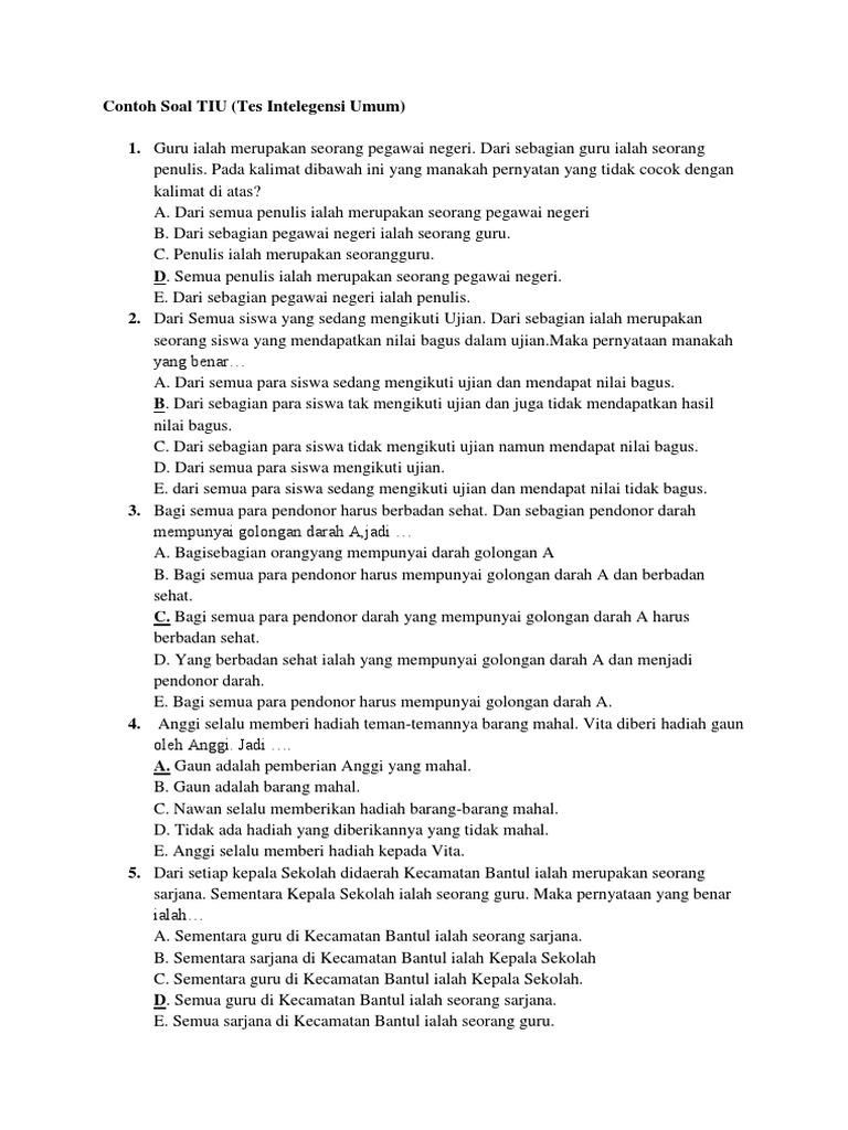 Contoh Soal TIU | PDF