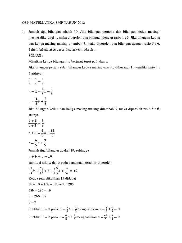 Soal Dan Pembahasan Olimpiade Matematika | PDF