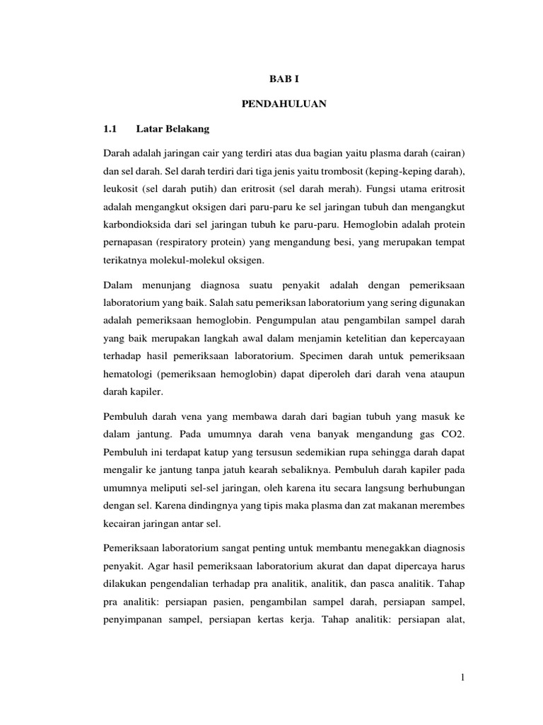(Makalah) Pemeriksaan Hemoglobin Dan Pengambilan Darah Vena | PDF ...