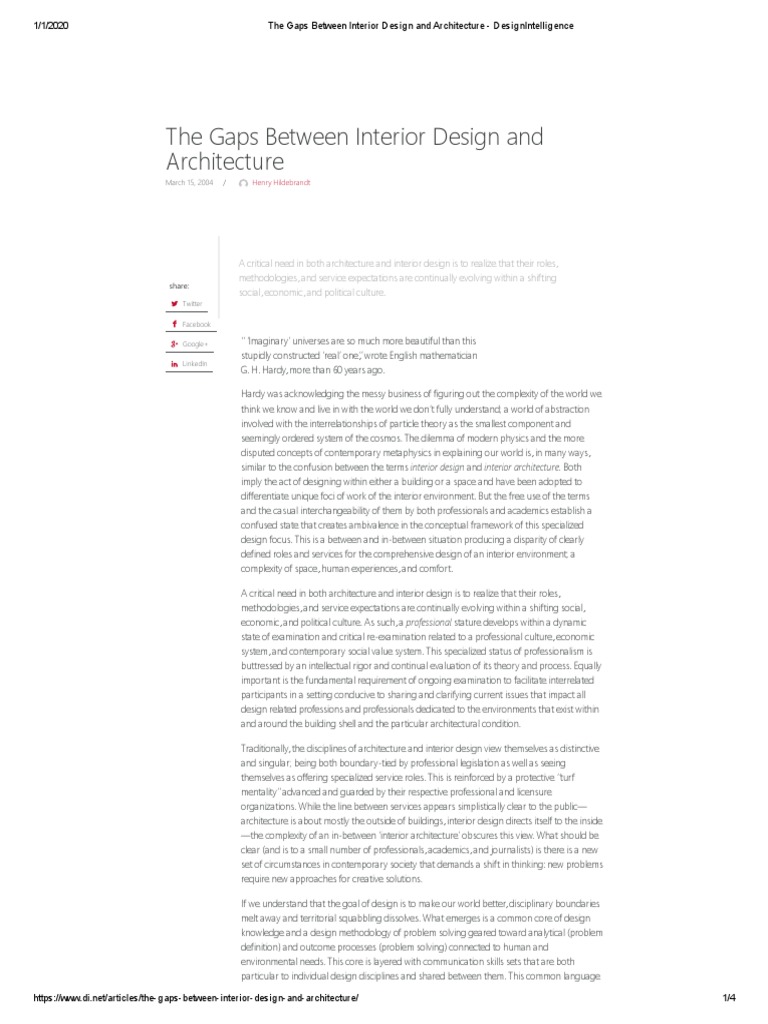 The Gaps Between Interior Design and Architecture DesignIntelligence | PDF