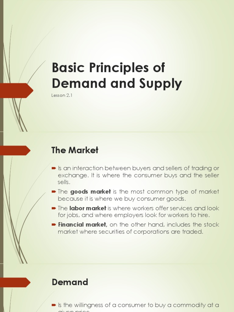 Lesson 2 Basic Principles of Demand and Supply | PDF | Demand | Price ...