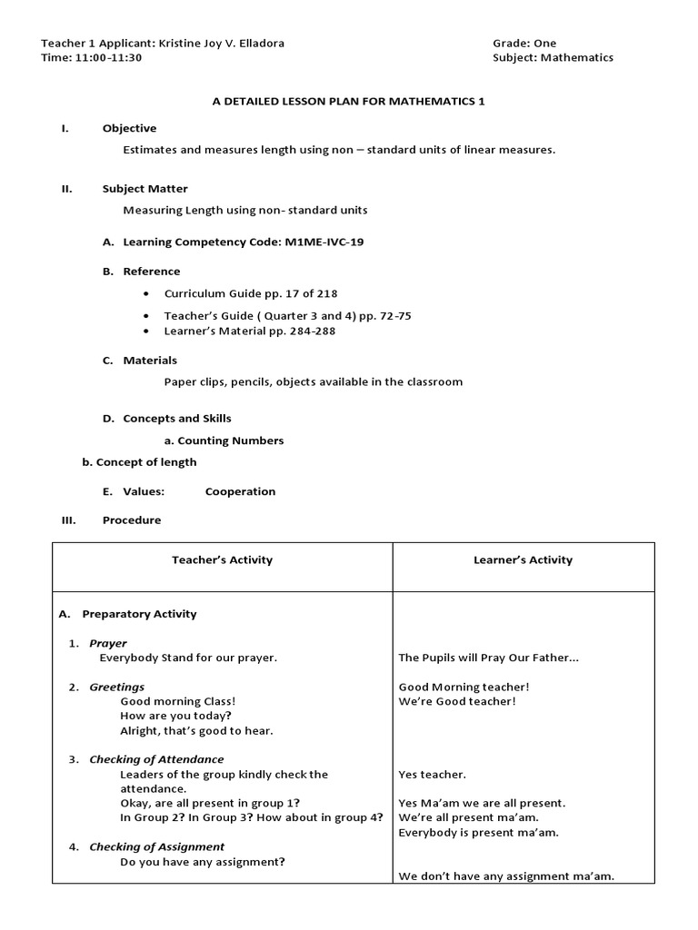 Math-Sta Fe | PDF | Lesson Plan | Teachers