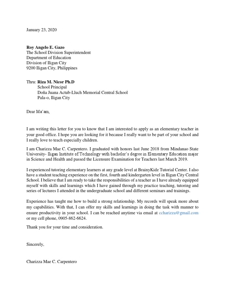 Application Letter DepED | PDF