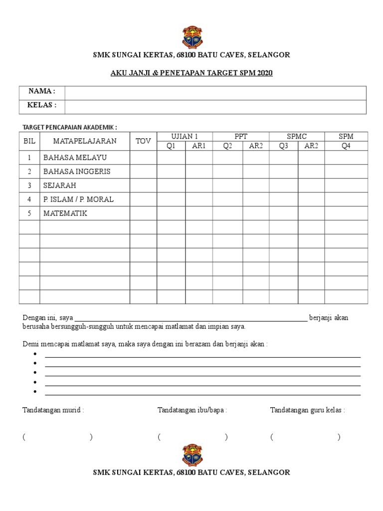 Borang Aku Janji SPM 2020 | PDF