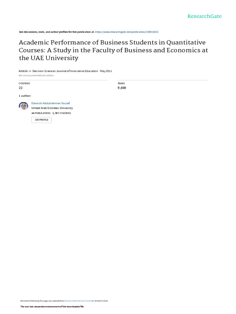 Academic Performanceof Business Students | PDF | Curriculum ...