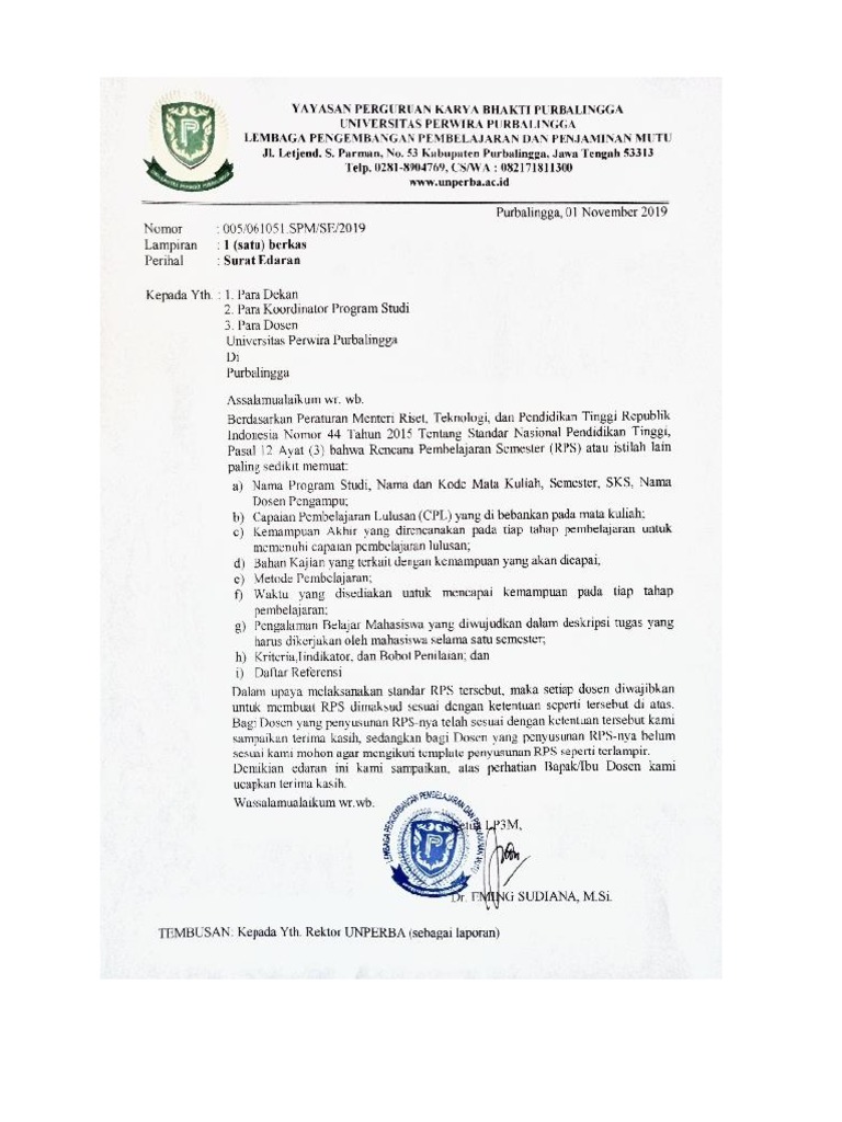 Template Revisi RPS | PDF