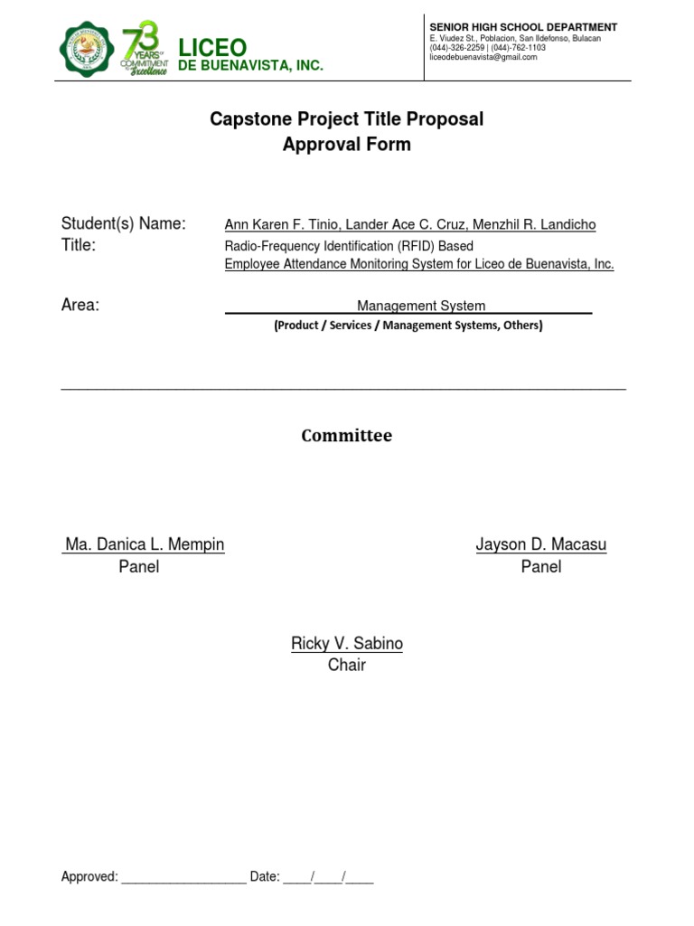 Capstone Title Proposal | PDF | Radio Frequency Identification | System