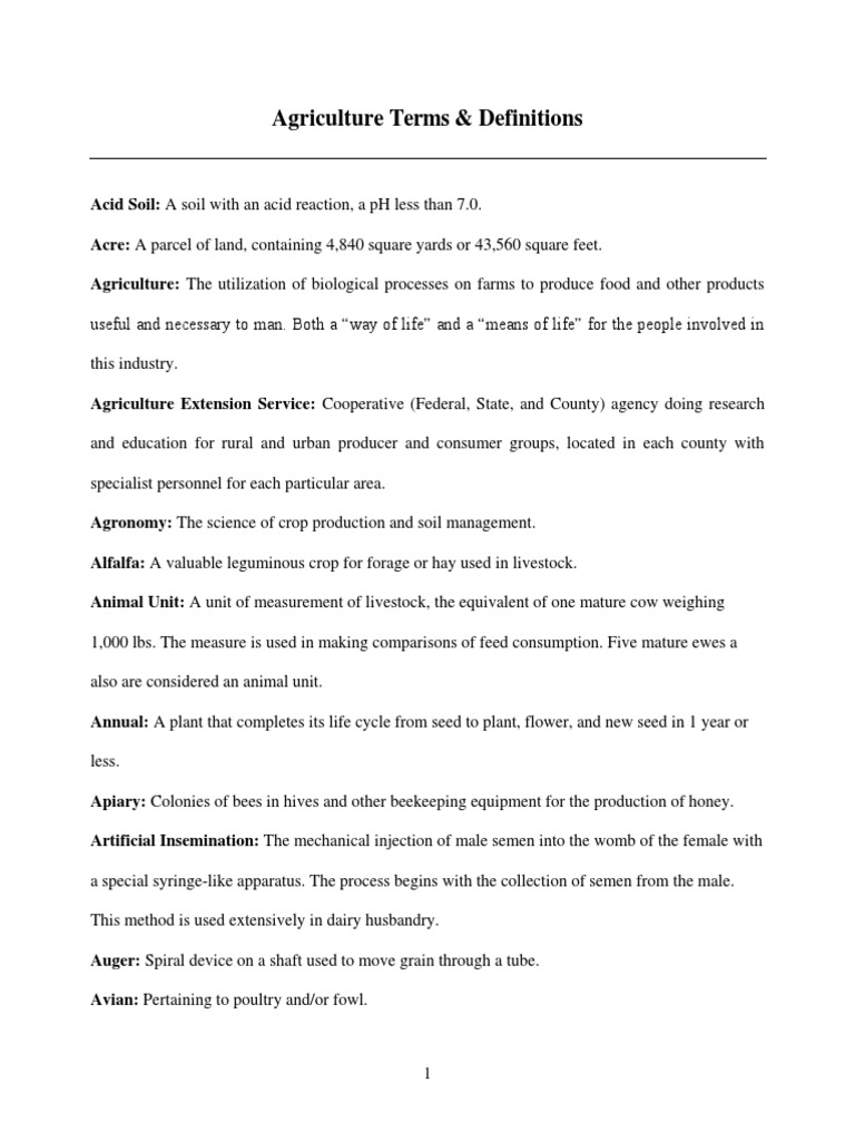 Agriculture Terms | Download Free PDF | Goat | Soil