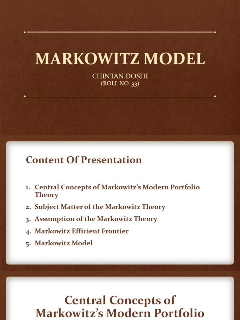 Markowitz Model | PDF | Diversification (Finance) | Modern Portfolio Theory