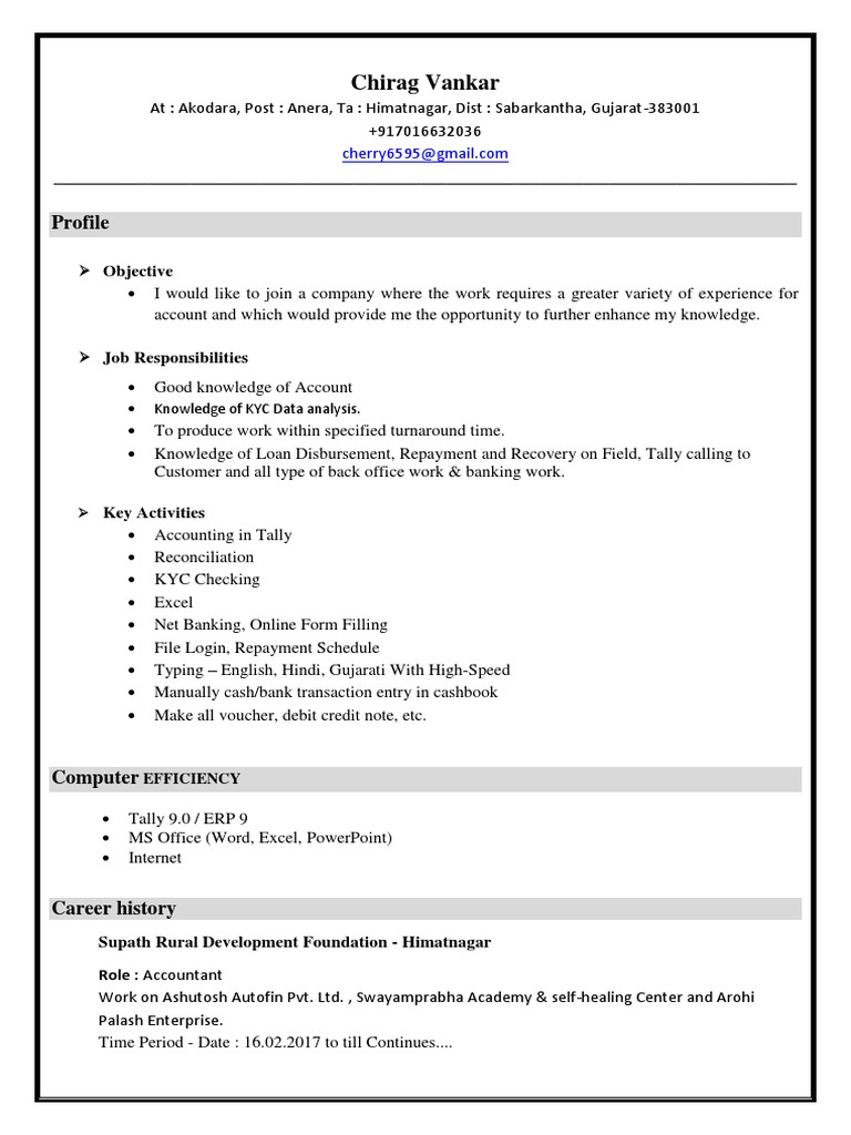 Chirag Vankar Resume | PDF | Banks | Service Industries