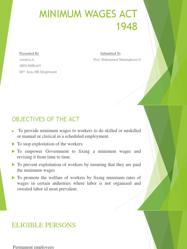Minimum Wages Act 1948 Overview | PDF | Overtime | Working Time