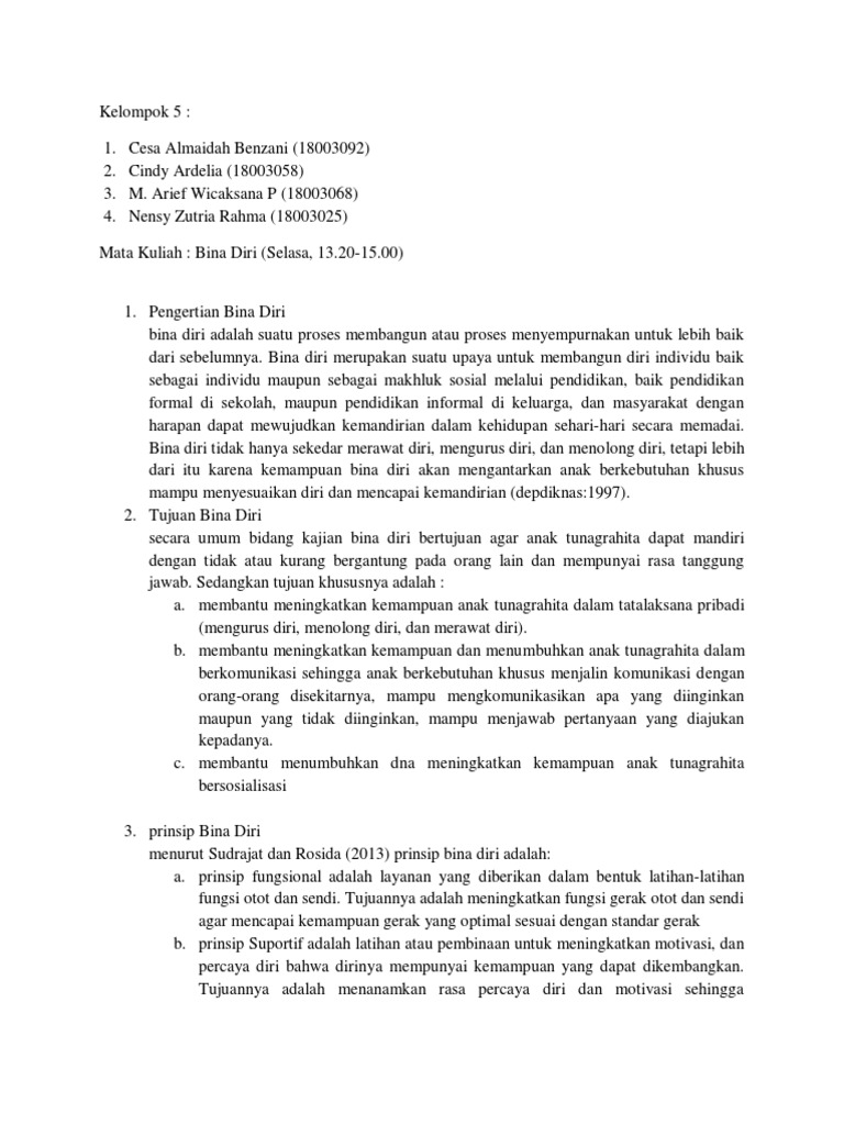 Bina Diri untuk Anak Berkebutuhan Khusus | PDF