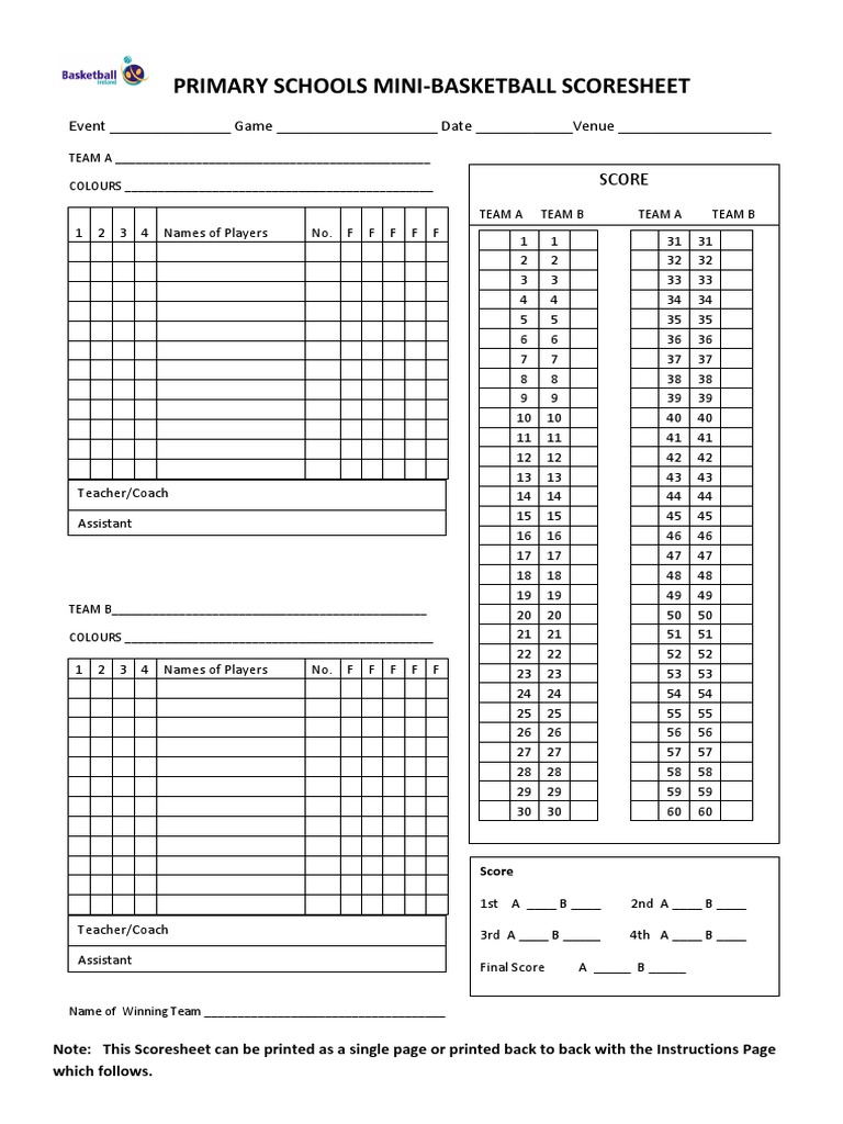 03 Mini-Basketball Scoresheet Guidelines | PDF | Referee | Ball Games