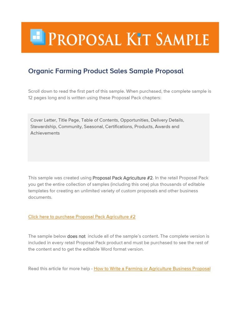 Organic Farming Agriculture Product Sample Proposal | PDF | Cucurbita ...