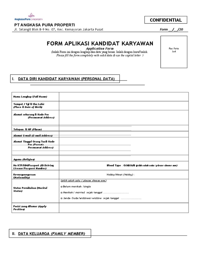 Form Aplikasi PT Angkasa Pura Properti | PDF