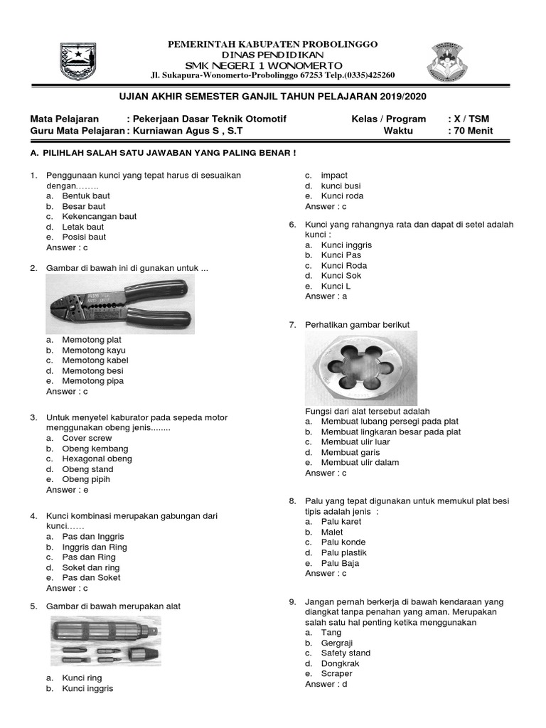 Soal UAS PDTO KLAS X TSM | PDF