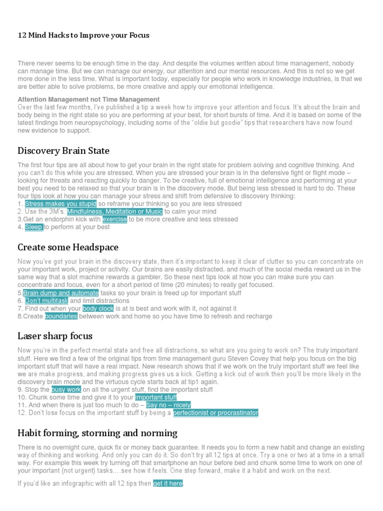 12 Mind Hacks to Improve Your Focus: Attention Management Tips for ...