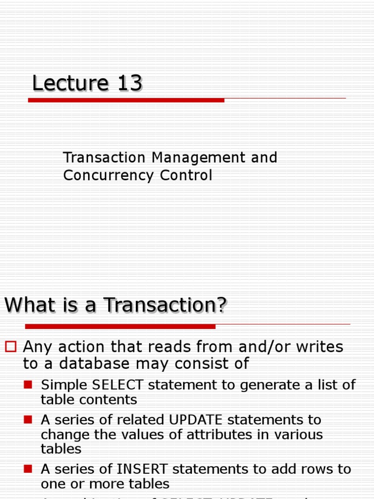 Dbms Lecture 13 Transactions Pdf Database Transaction Databases