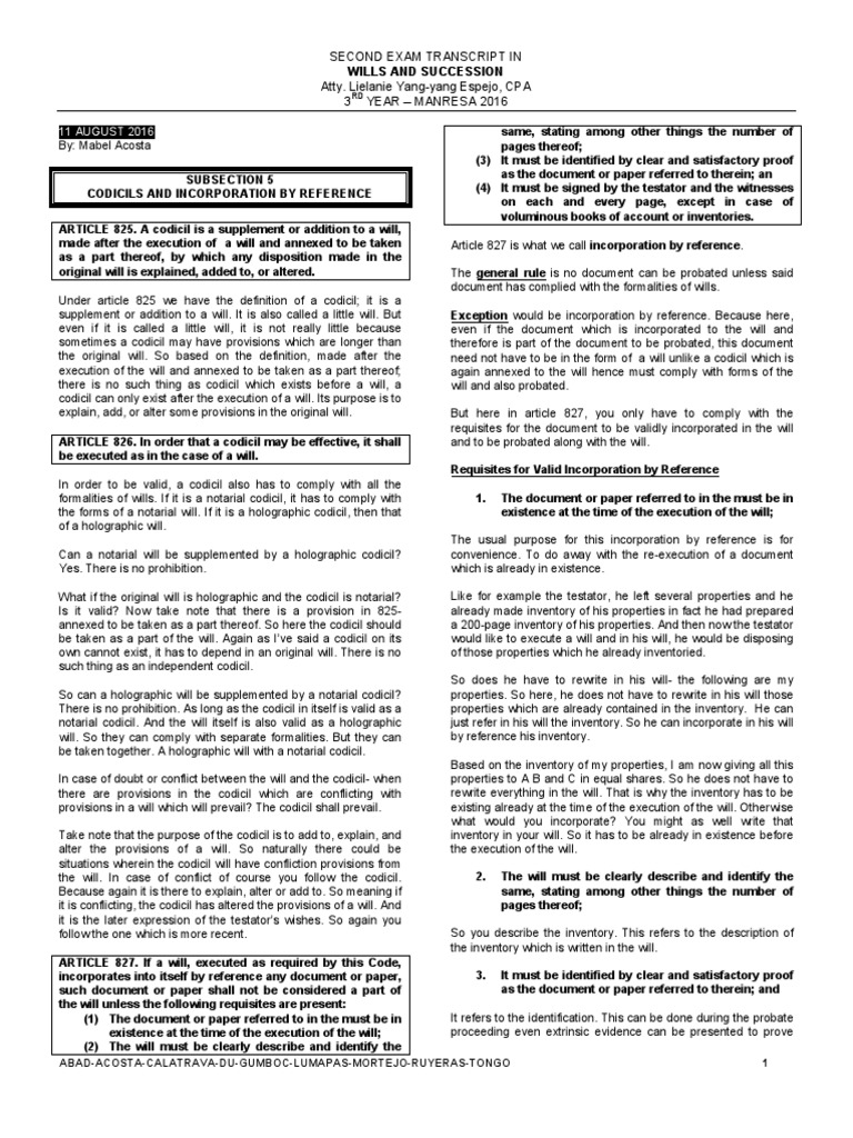 Wills and Succession | PDF | Will And Testament | Natural Resources Law