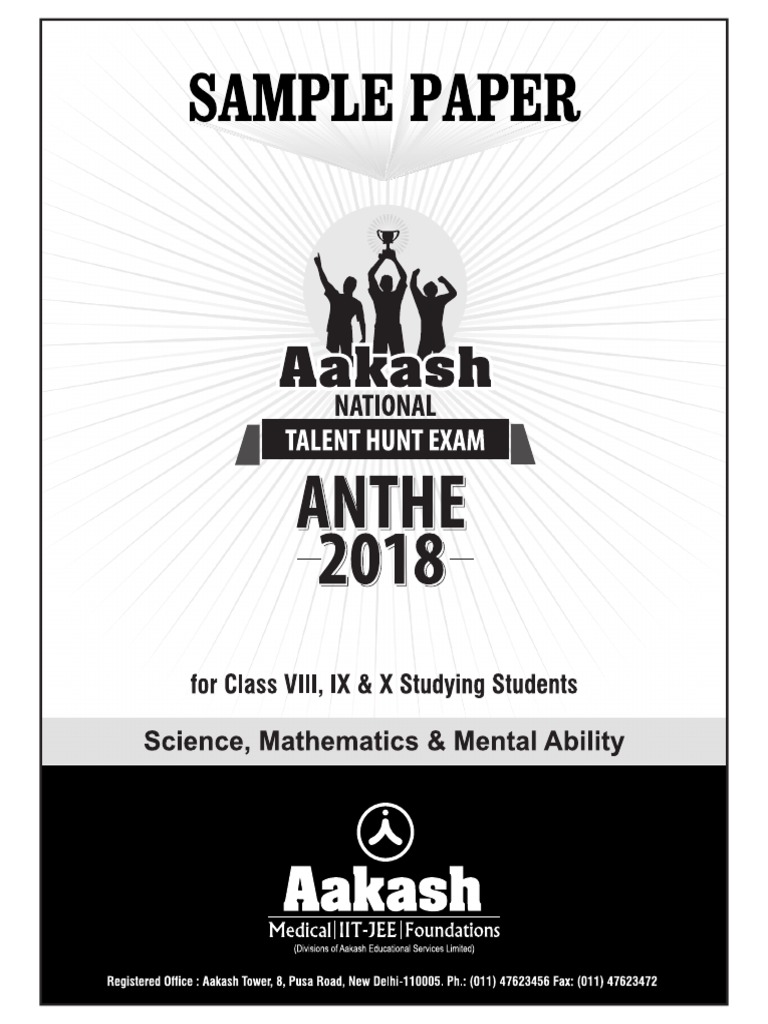 Sample Paper - ANTHE 2018 - (Class VIII IX X Studying) - Newlogo PDF ...