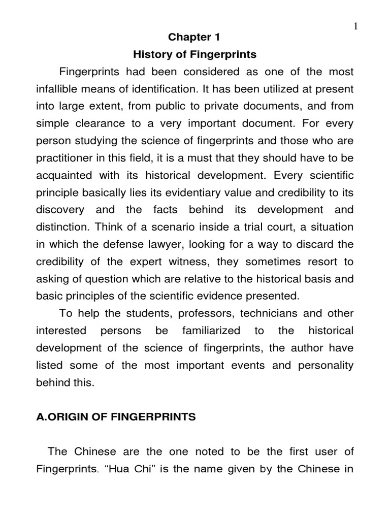 History and Evolution of Fingerprints | PDF | Fingerprint | Skin