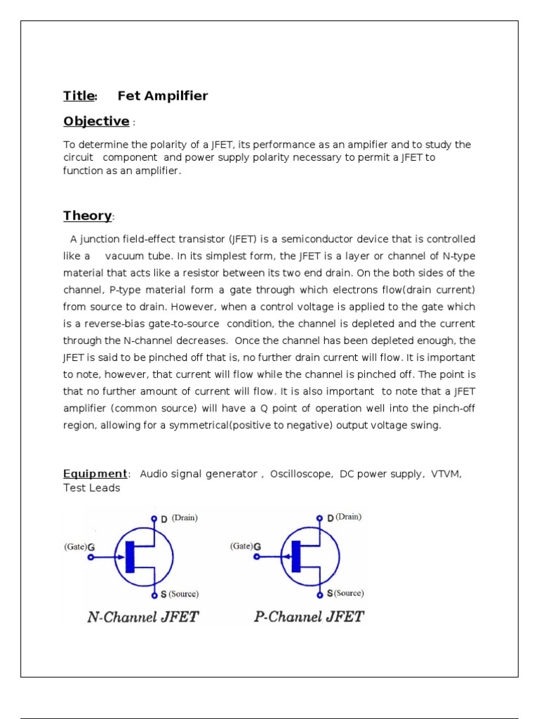 Fet Amplifier Lab#4 | PDF | Field Effect Transistor | Amplifier