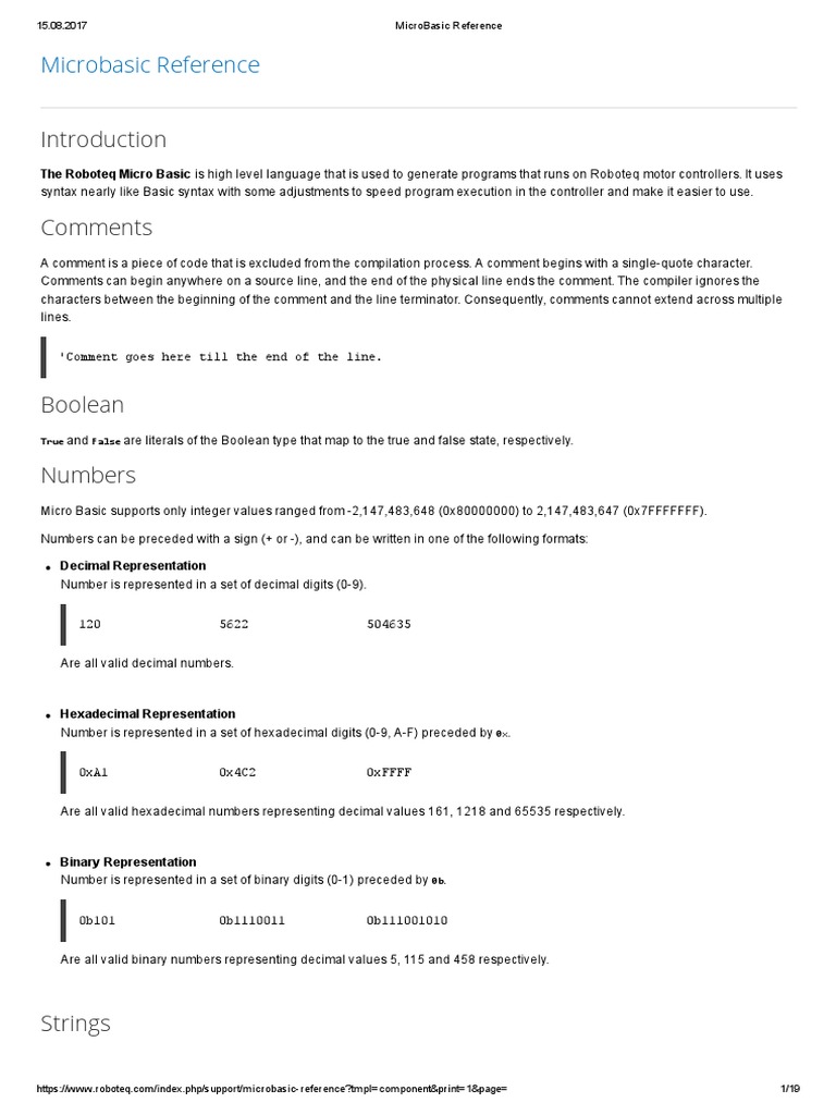 MicroBasic Reference | Download Free PDF | Control Flow | Boolean Data Type