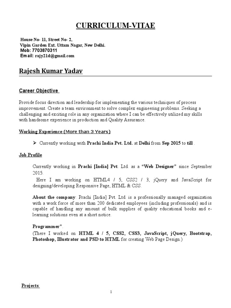 Resume Rajesh | PDF | Cascading Style Sheets | Web Design