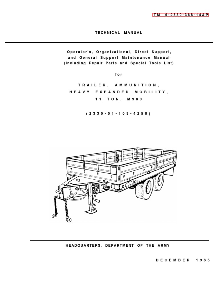 TM-9-2330-368-14P M989 | PDF | Trailer (Vehicle) | Landing Gear